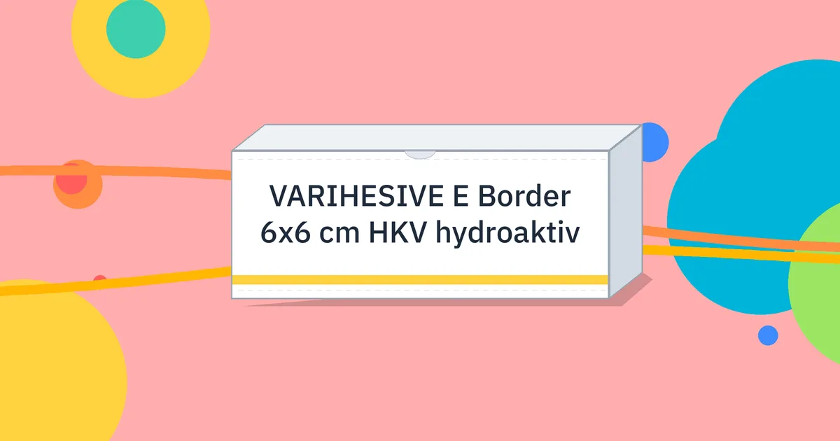 Symbolbild: Packung mit der Aufschrift VARIHESIVE E Border 6x6 cm HKV hydroaktiv (PZN 12772311) – Verfügbarkeit und Bezug in Apotheken in Frankfurt am Main