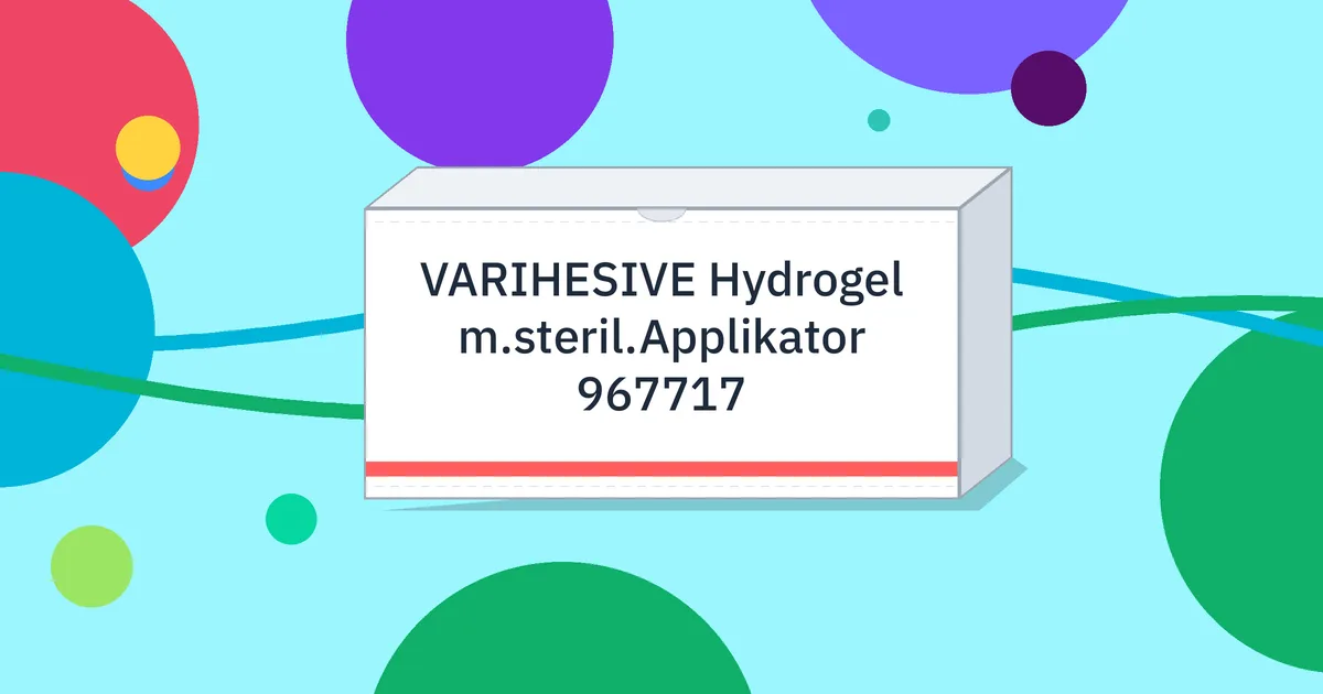 Symbolbild: Packung mit der Aufschrift VARIHESIVE Hydrogel m.steril.Applikator 967717 (PZN 05526600) – Verfügbarkeit und Bezug in Apotheken in Frankfurt am Main