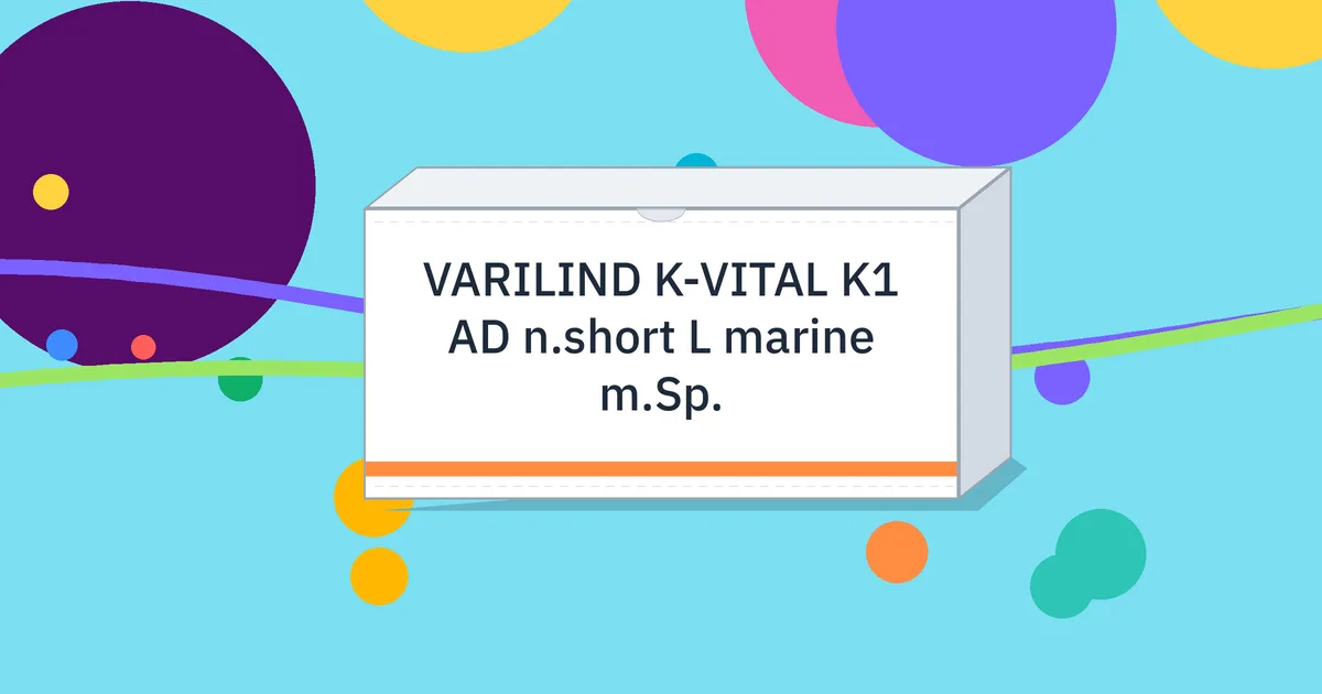 Symbolbild: Packung mit der Aufschrift VARILIND K-VITAL K1 AD n.short L marine m.Sp. (PZN 20566206) – Verfügbarkeit und Bezug in Apotheken in Frankfurt am Main