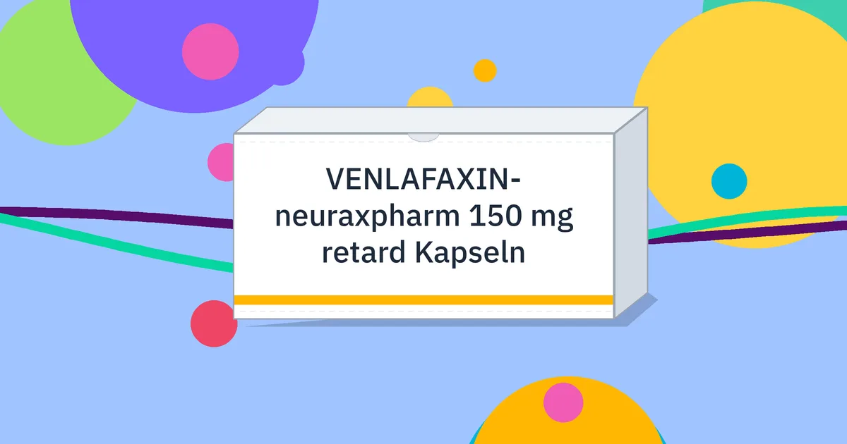 Symbolbild: Packung mit der Aufschrift VENLAFAXIN-neuraxpharm 150 mg retard Kapseln (PZN 05395196) – Verfügbarkeit und Bezug in Apotheken in Frankfurt am Main