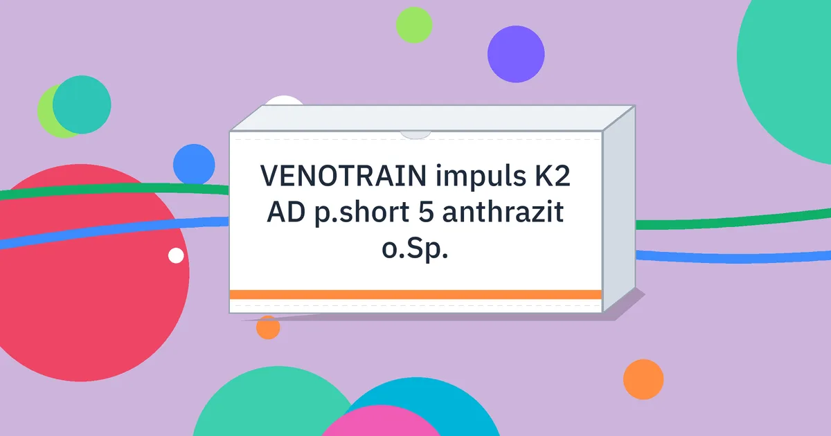 Symbolbild: Packung mit der Aufschrift VENOTRAIN impuls K2 AD p.short 5 anthrazit o.Sp. (PZN 15222137) – Verfügbarkeit und Bezug in Apotheken in Frankfurt am Main