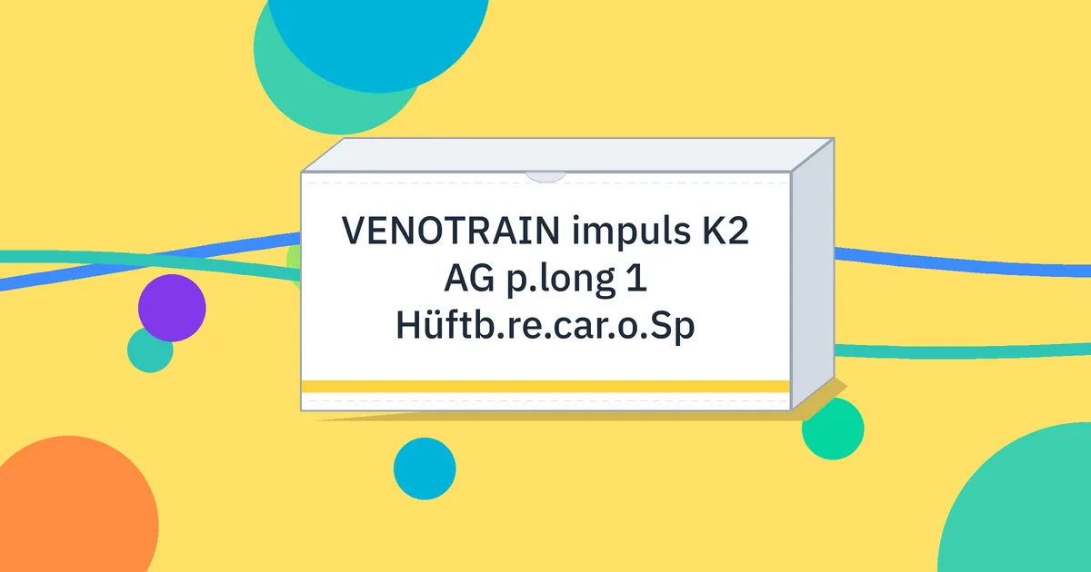 Symbolbild: Packung mit der Aufschrift VENOTRAIN impuls K2 AG p.long 1 Hüftb.re.car.o.Sp (PZN 08422628) – Verfügbarkeit und Bezug in Apotheken in Frankfurt am Main