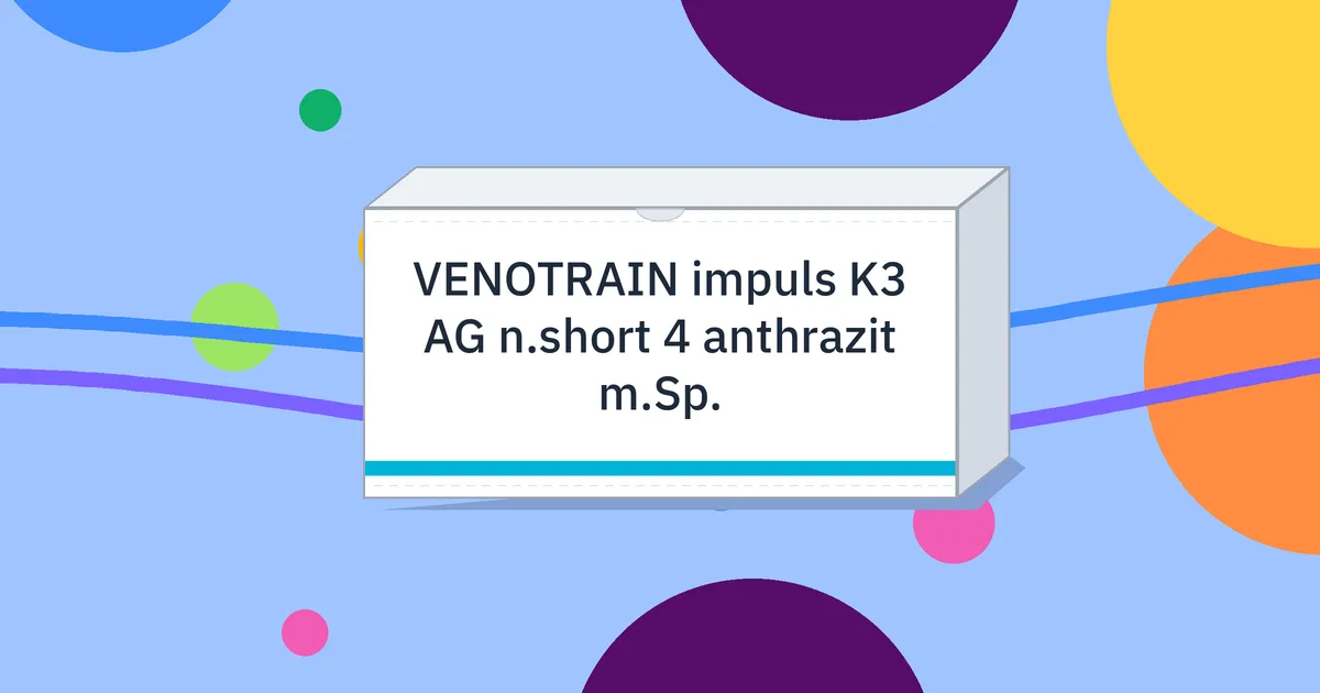 Symbolbild: Packung mit der Aufschrift VENOTRAIN impuls K3 AG n.short 4 anthrazit m.Sp. (PZN 15213434) – Verfügbarkeit und Bezug in Apotheken in Frankfurt am Main