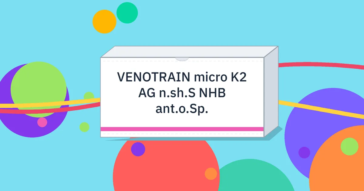 Symbolbild: Packung mit der Aufschrift VENOTRAIN micro K2 AG n.sh.S NHB ant.o.Sp. (PZN 11064196) – Verfügbarkeit und Bezug in Apotheken in Frankfurt am Main