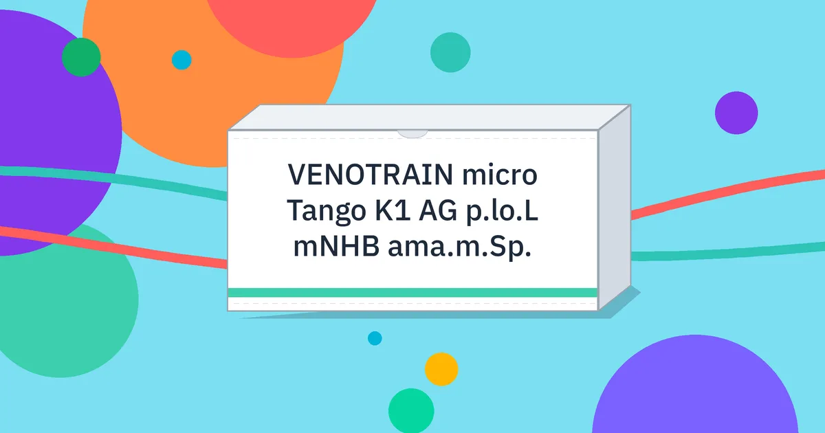 Symbolbild: Packung mit der Aufschrift VENOTRAIN micro Tango K1 AG p.lo.L mNHB ama.m.Sp. (PZN 17759189) – Verfügbarkeit und Bezug in Apotheken in Frankfurt am Main