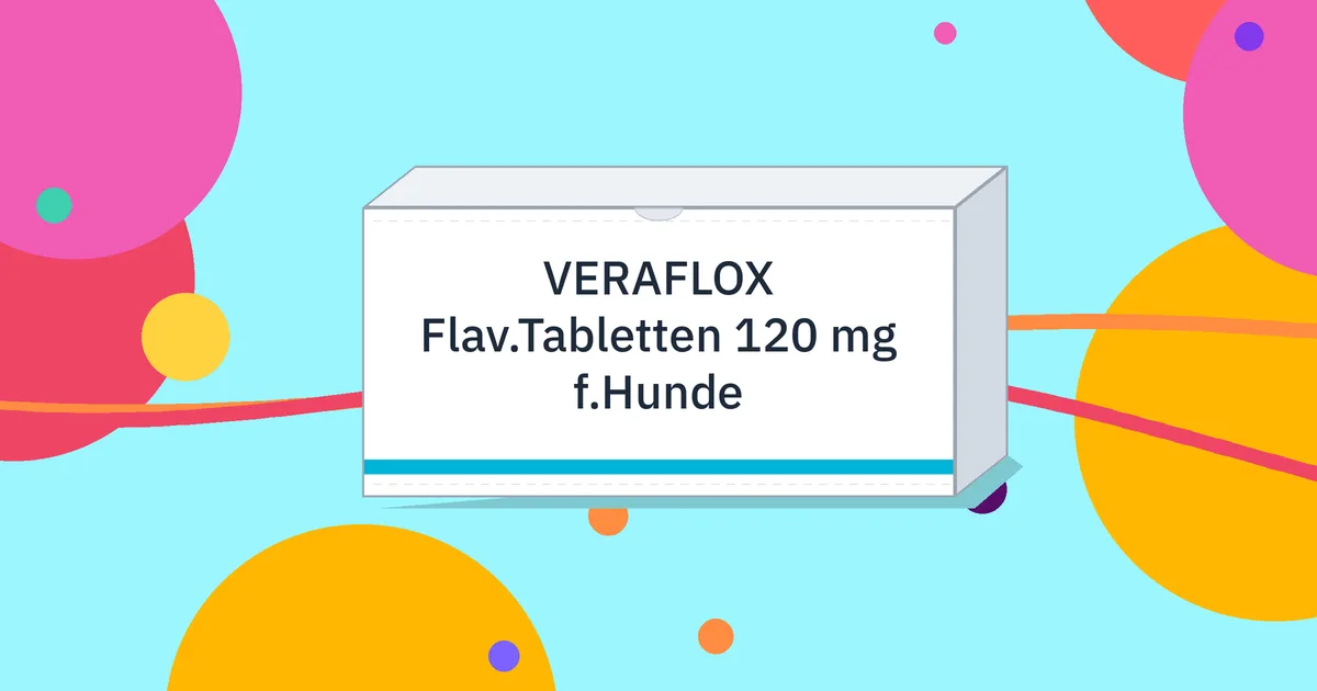 Symbolbild: Packung mit der Aufschrift VERAFLOX Flav.Tabletten 120 mg f.Hunde (PZN 07419498) – Verfügbarkeit und Bezug in Apotheken in Frankfurt am Main