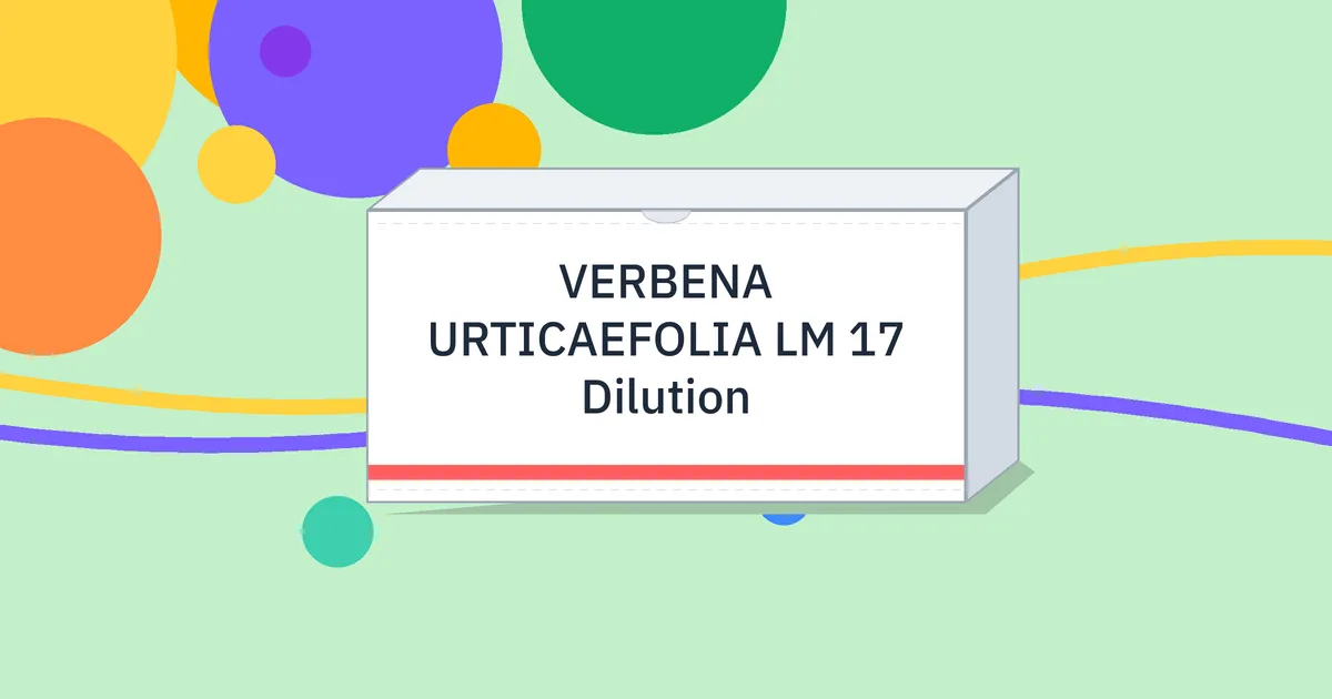 Symbolbild: Packung mit der Aufschrift VERBENA URTICAEFOLIA LM 17 Dilution (PZN 13268141) – Verfügbarkeit und Bezug in Apotheken in Frankfurt am Main