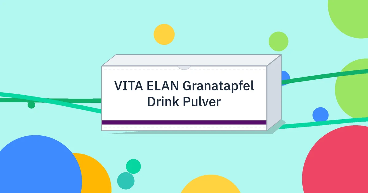 Symbolbild: Packung mit der Aufschrift VITA ELAN Granatapfel Drink Pulver (PZN 06550894) – Verfügbarkeit und Bezug in Apotheken in Frankfurt am Main