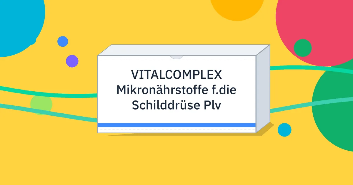 Symbolbild: Packung mit der Aufschrift VITALCOMPLEX Mikronährstoffe f.die Schilddrüse Plv (PZN 16387308) – Verfügbarkeit und Bezug in Apotheken in Frankfurt am Main