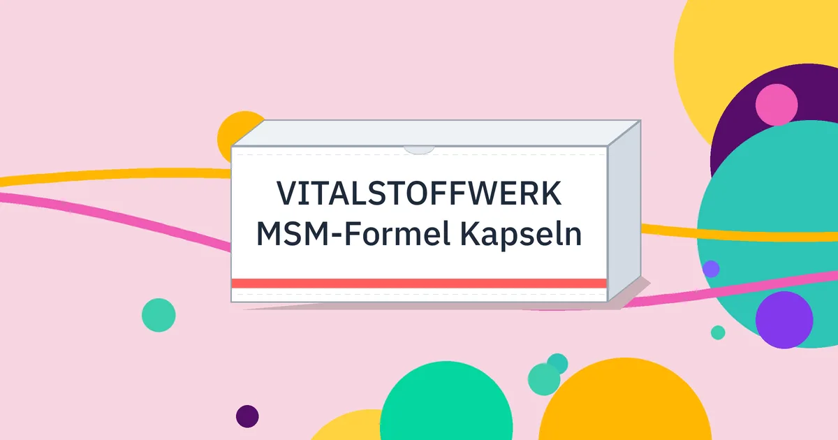 Symbolbild: Packung mit der Aufschrift VITALSTOFFWERK MSM-Formel Kapseln (PZN 18122554) – Verfügbarkeit und Bezug in Apotheken in Frankfurt am Main