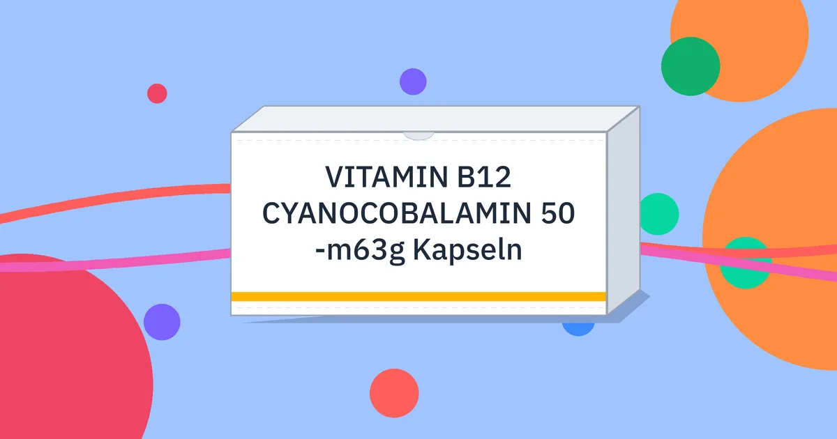 Symbolbild: Packung mit der Aufschrift VITAMIN B12 CYANOCOBALAMIN 50 -m63g Kapseln (PZN 17192848) – Verfügbarkeit und Bezug in Apotheken in Frankfurt am Main