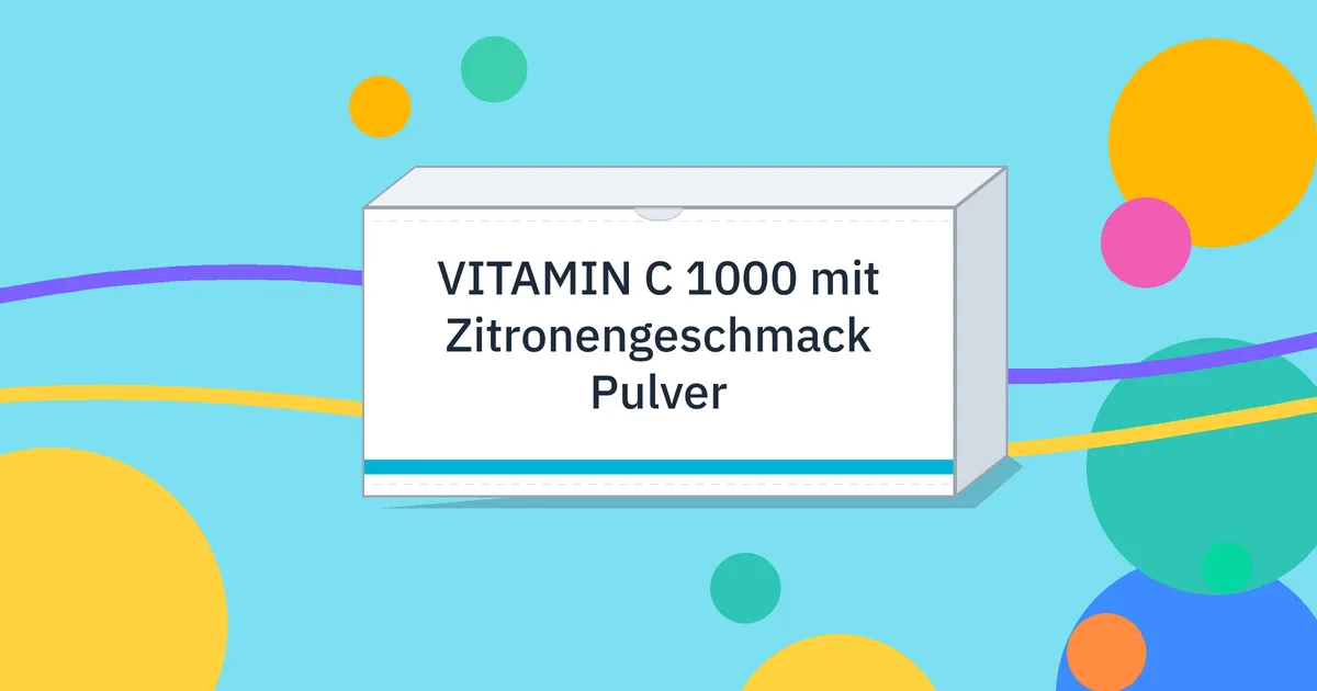 Symbolbild: Packung mit der Aufschrift VITAMIN C 1000 mit Zitronengeschmack Pulver (PZN 19708144) – Verfügbarkeit und Bezug in Apotheken in Frankfurt am Main