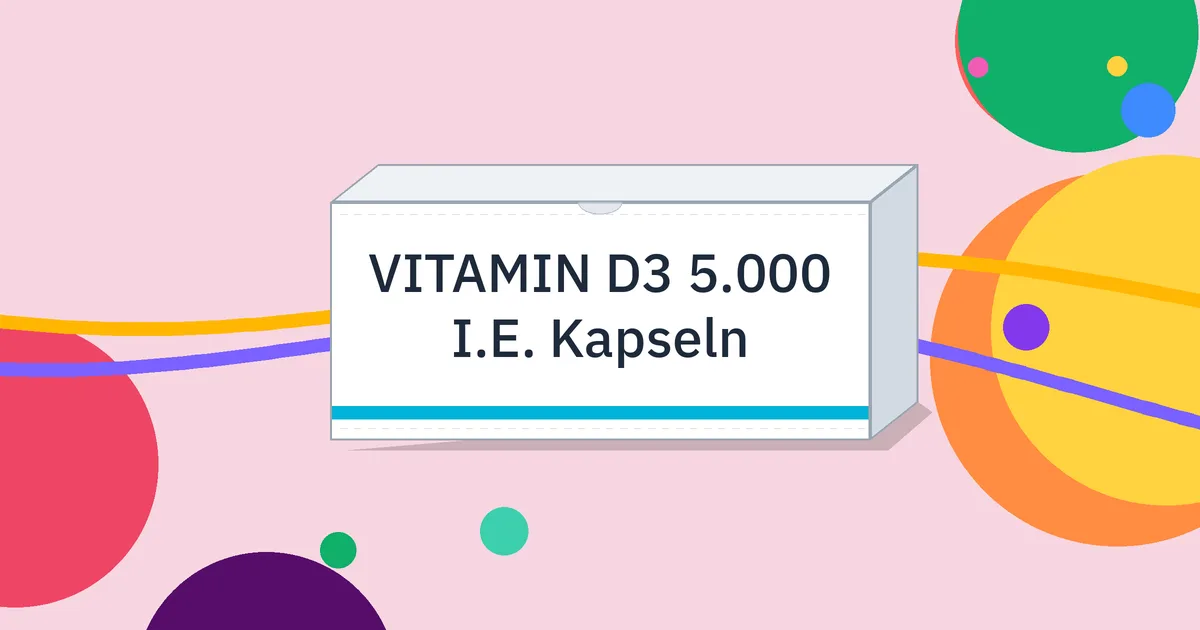 Symbolbild: Packung mit der Aufschrift VITAMIN D3 5.000 I.E. Kapseln (PZN 15737002) – Verfügbarkeit und Bezug in Apotheken in Frankfurt am Main