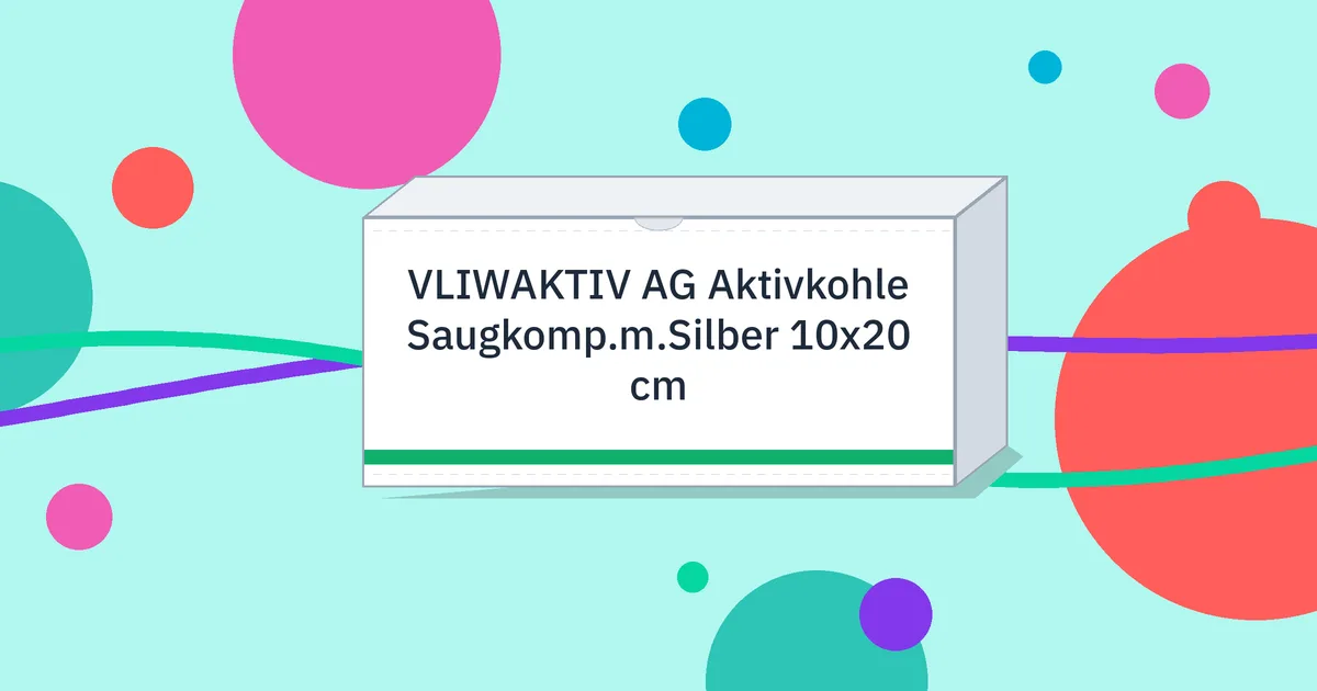 Symbolbild: Packung mit der Aufschrift VLIWAKTIV AG Aktivkohle Saugkomp.m.Silber 10x20 cm (PZN 04862856) – Verfügbarkeit und Bezug in Apotheken in Frankfurt am Main
