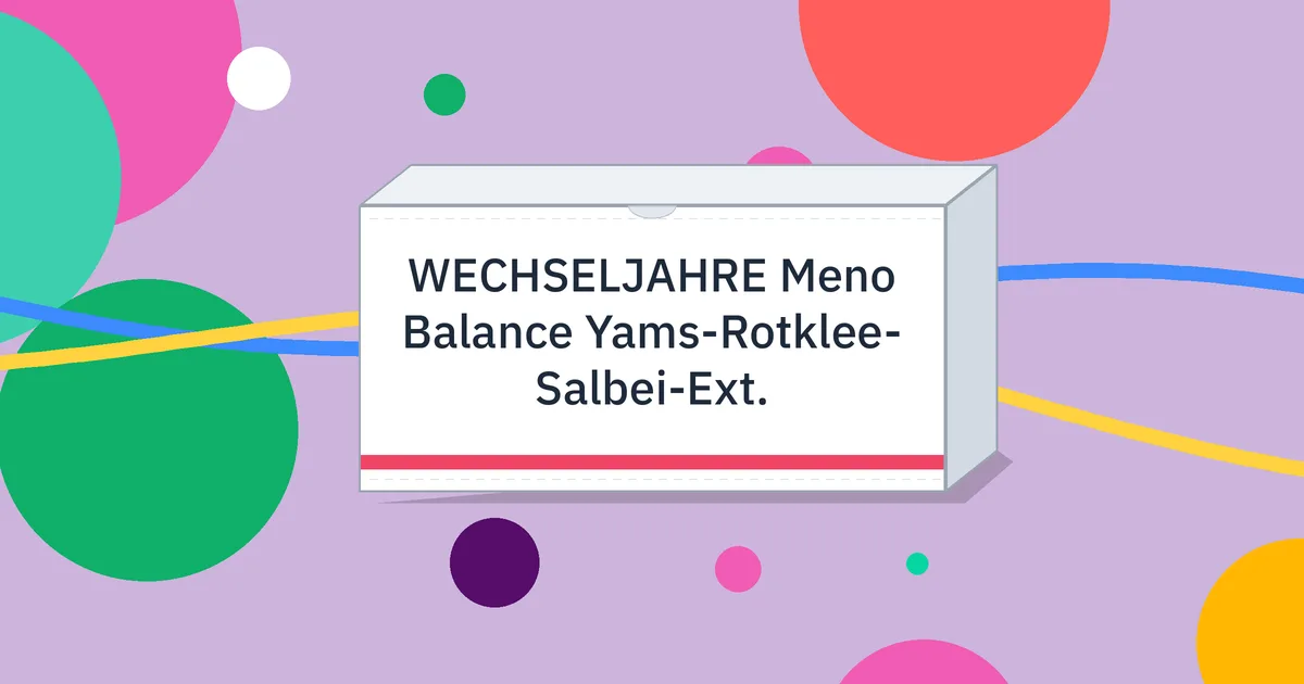 Symbolbild: Packung mit der Aufschrift WECHSELJAHRE Meno Balance Yams-Rotklee-Salbei-Ext. (PZN 16849967) – Verfügbarkeit und Bezug in Apotheken in Frankfurt am Main