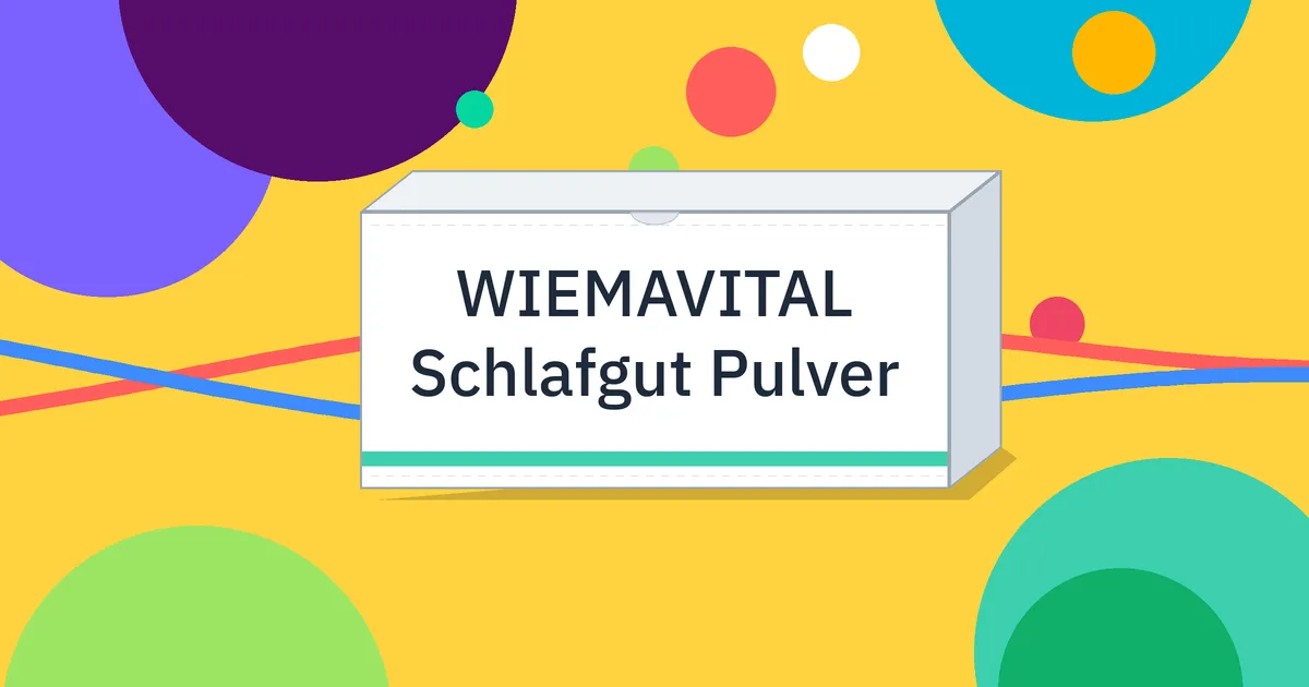 Symbolbild: Packung mit der Aufschrift WIEMAVITAL Schlafgut Pulver (PZN 19880682) – Verfügbarkeit und Bezug in Apotheken in Frankfurt am Main