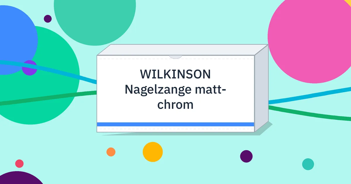 Symbolbild: Packung mit der Aufschrift WILKINSON Nagelzange matt-chrom (PZN 00557932) – Verfügbarkeit und Bezug in Apotheken in Frankfurt am Main