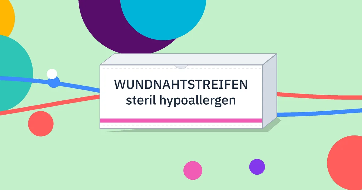 Symbolbild: Packung mit der Aufschrift WUNDNAHTSTREIFEN steril hypoallergen (PZN 20162199) – Verfügbarkeit und Bezug in Apotheken in Frankfurt am Main
