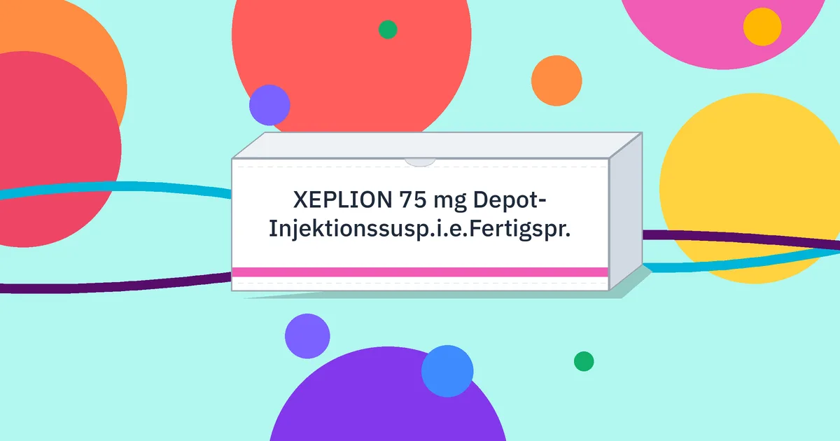Symbolbild: Packung mit der Aufschrift XEPLION 75 mg Depot-Injektionssusp.i.e.Fertigspr. (PZN 10098916) – Verfügbarkeit und Bezug in Apotheken in Frankfurt am Main