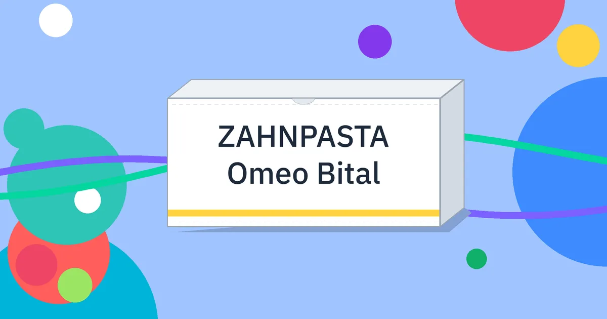 Symbolbild: Packung mit der Aufschrift ZAHNPASTA Omeo Bital (PZN 11179723) – Verfügbarkeit und Bezug in Apotheken in Frankfurt am Main