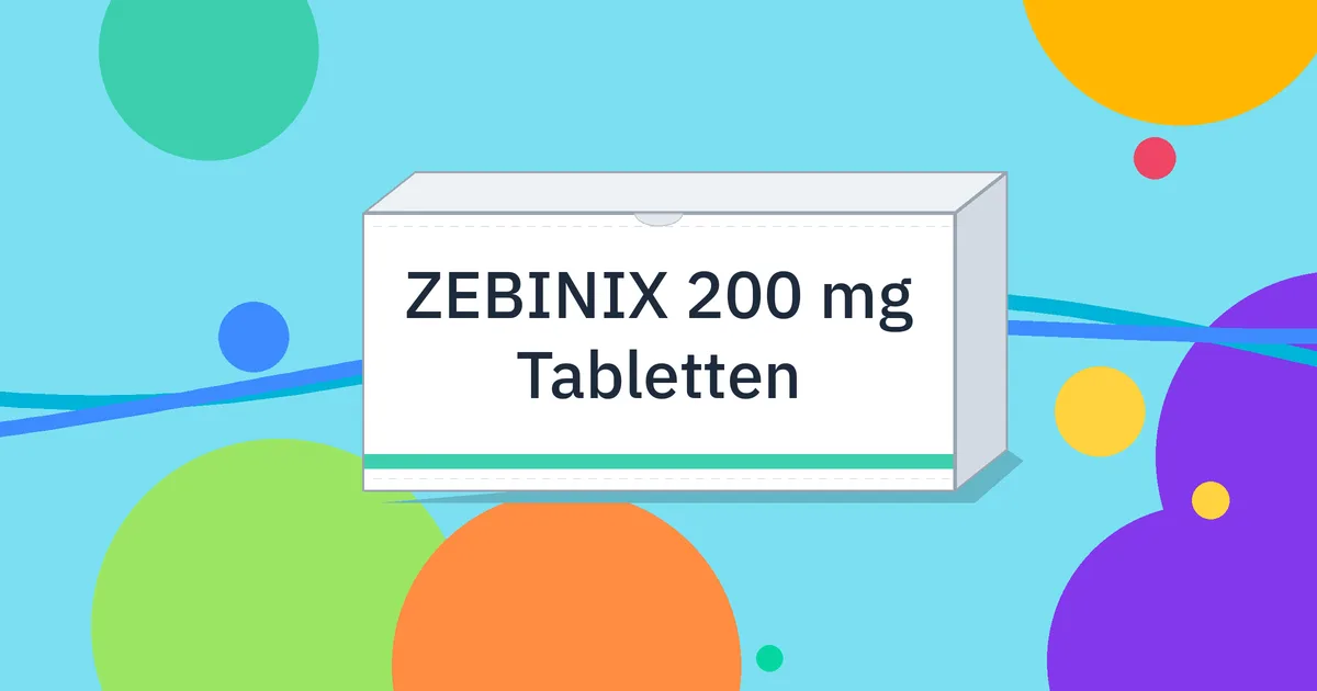 Symbolbild: Packung mit der Aufschrift ZEBINIX 200 mg Tabletten (PZN 17928568) – Verfügbarkeit und Bezug in Apotheken in Frankfurt am Main