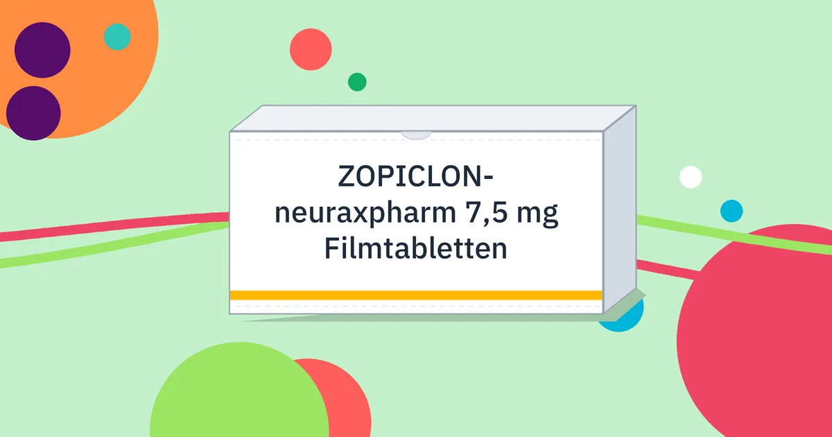 Symbolbild: Packung mit der Aufschrift ZOPICLON-neuraxpharm 7,5 mg Filmtabletten (PZN 00575870) – Verfügbarkeit und Bezug in Apotheken in Frankfurt am Main