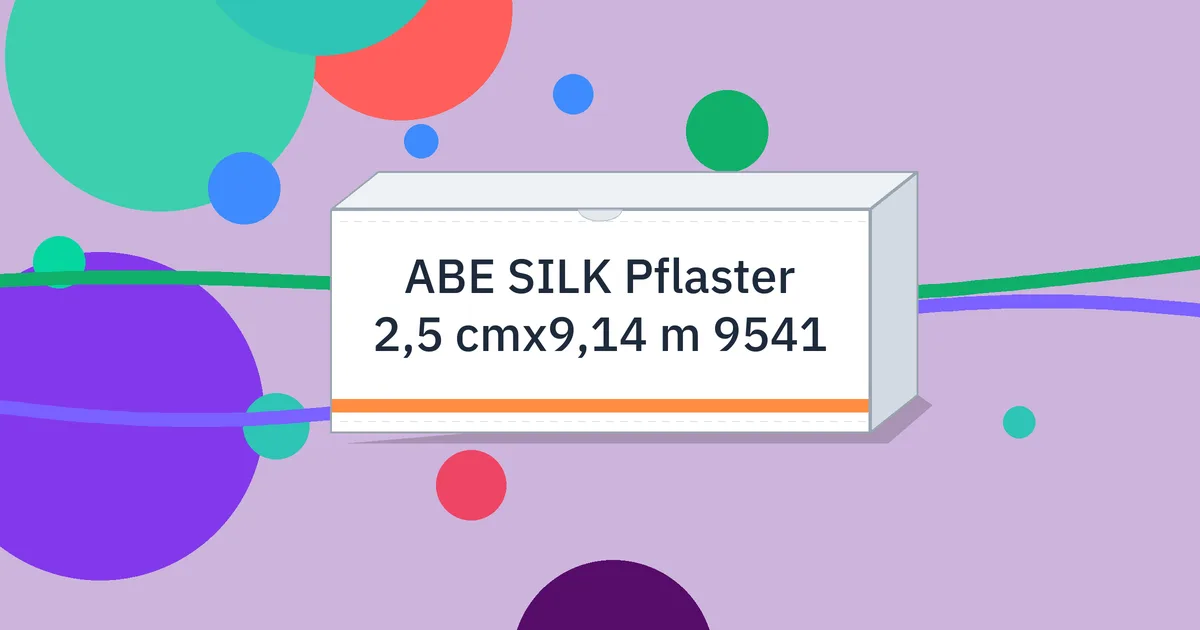Symbolbild: Packung mit der Aufschrift ABE SILK Pflaster 2,5 cmx9,14 m 9541 (PZN 03916840) – Verfügbarkeit und Bezug in Apotheken in Frankfurt am Main