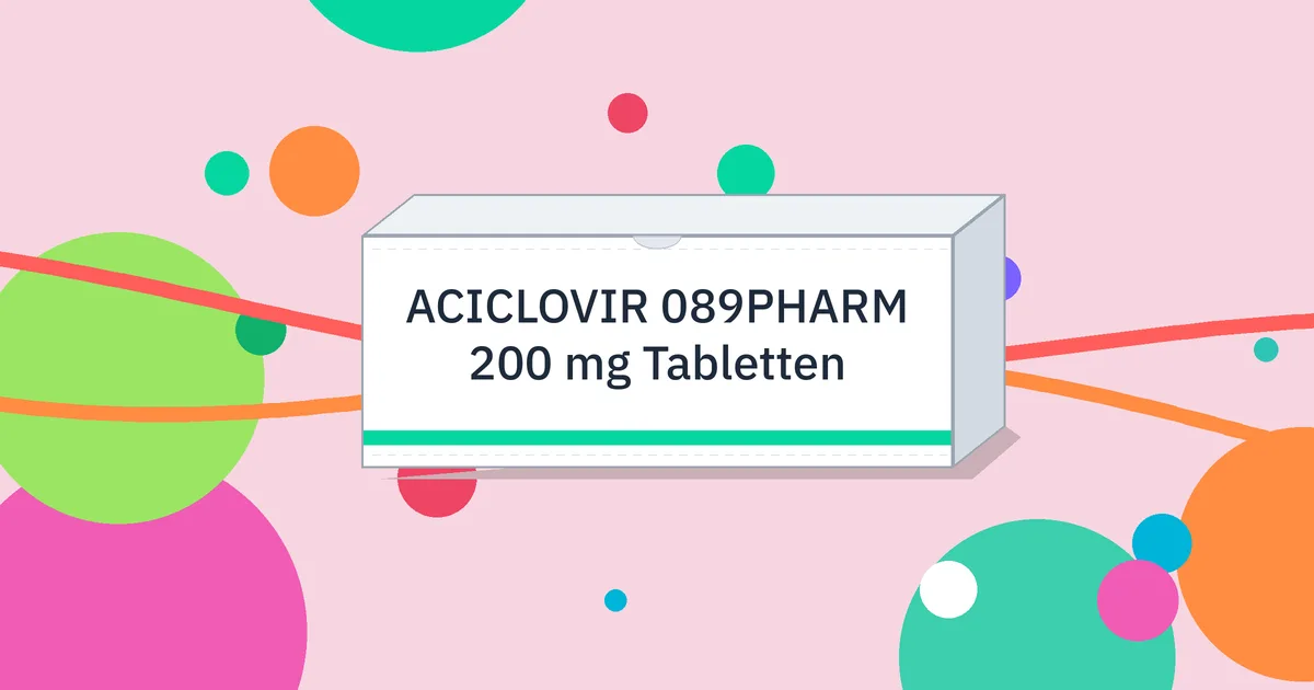 Symbolbild: Packung mit der Aufschrift ACICLOVIR 089PHARM 200 mg Tabletten (PZN 19397595) – Verfügbarkeit und Bezug in Apotheken in Frankfurt am Main