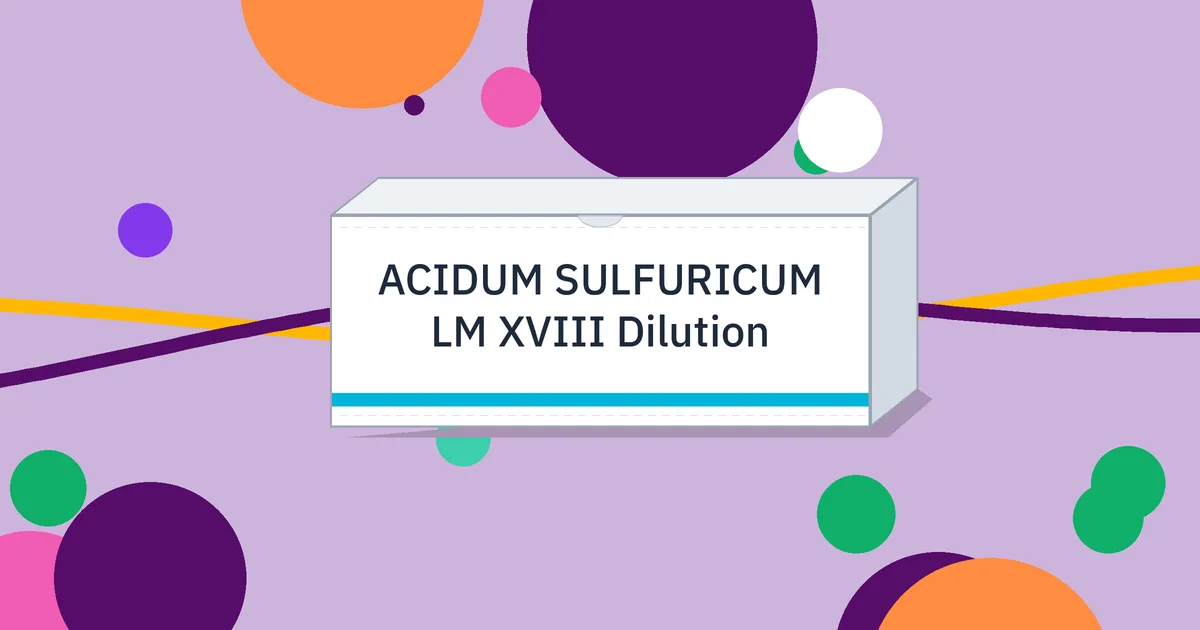 Symbolbild: Packung mit der Aufschrift ACIDUM SULFURICUM LM XVIII Dilution (PZN 04490745) – Verfügbarkeit und Bezug in Apotheken in Frankfurt am Main