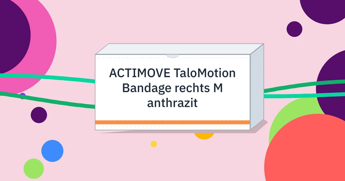 Symbolbild: Packung mit der Aufschrift ACTIMOVE TaloMotion Bandage rechts M anthrazit (PZN 17948795) – Verfügbarkeit und Bezug in Apotheken in Frankfurt am Main