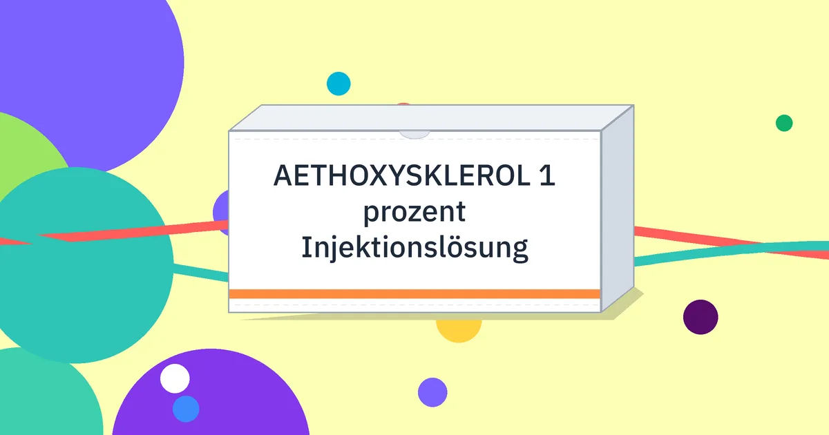 Symbolbild: Packung mit der Aufschrift AETHOXYSKLEROL 1 prozent Injektionslösung (PZN 01291927) – Verfügbarkeit und Bezug in Apotheken in Frankfurt am Main