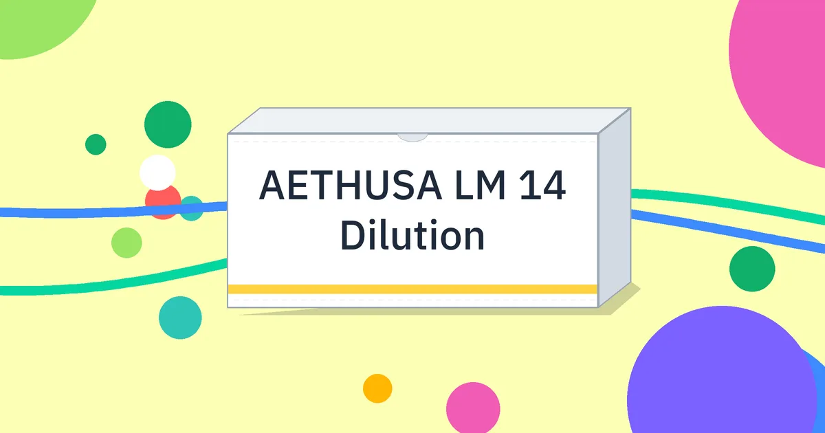 Symbolbild: Packung mit der Aufschrift AETHUSA LM 14 Dilution (PZN 12755850) – Verfügbarkeit und Bezug in Apotheken in Frankfurt am Main