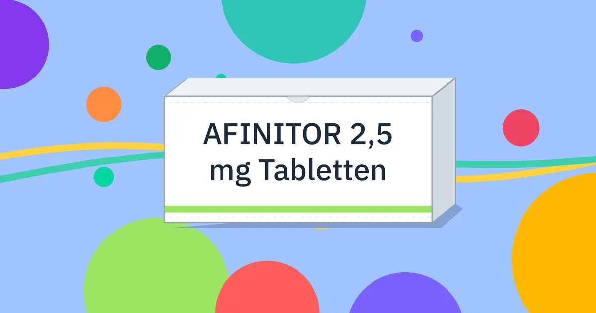 Symbolbild: Packung mit der Aufschrift AFINITOR 2,5 mg Tabletten (PZN 18256705) – Verfügbarkeit und Bezug in Apotheken in Frankfurt am Main