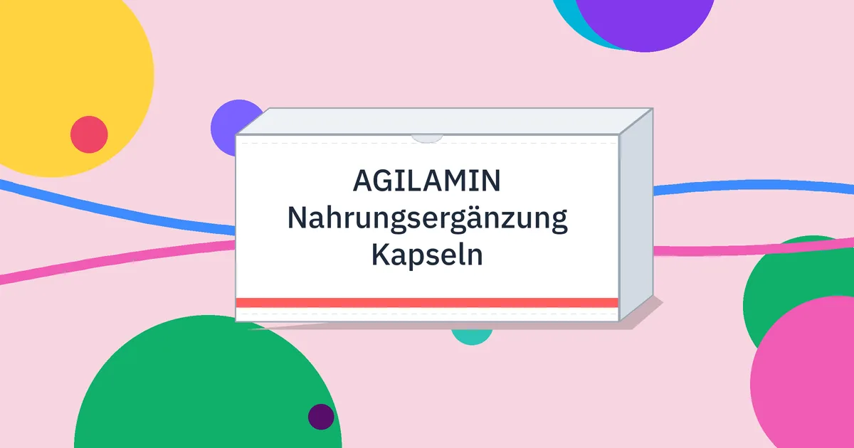 Symbolbild: Packung mit der Aufschrift AGILAMIN Nahrungsergänzung Kapseln (PZN 00350852) – Verfügbarkeit und Bezug in Apotheken in Frankfurt am Main