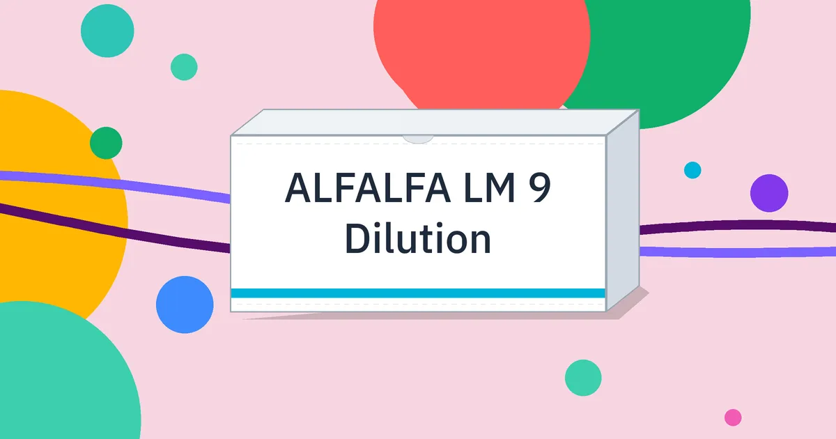 Symbolbild: Packung mit der Aufschrift ALFALFA LM 9 Dilution (PZN 13310104) – Verfügbarkeit und Bezug in Apotheken in Frankfurt am Main