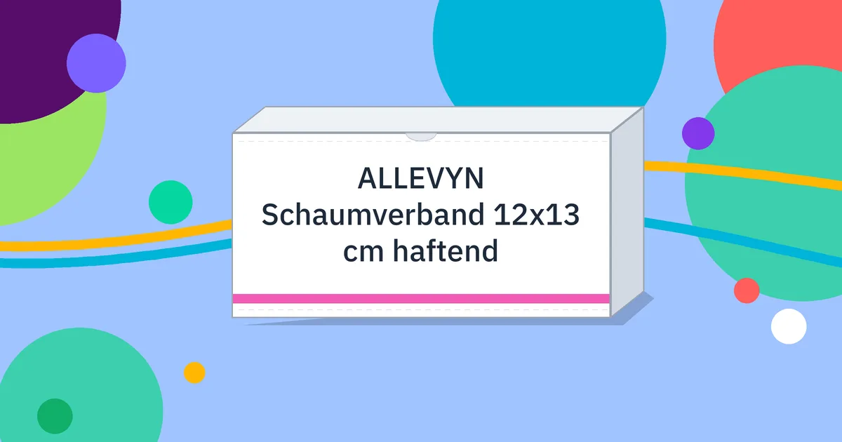 Symbolbild: Packung mit der Aufschrift ALLEVYN Schaumverband 12x13 cm haftend (PZN 13975157) – Verfügbarkeit und Bezug in Apotheken in Frankfurt am Main