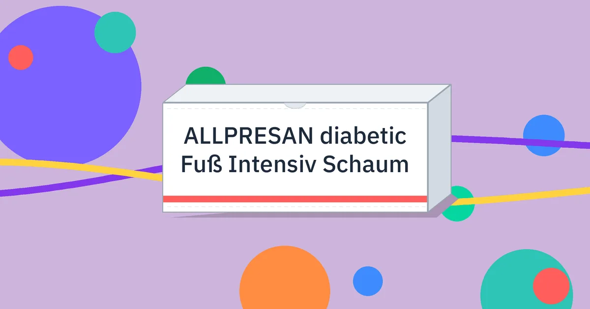 Symbolbild: Packung mit der Aufschrift ALLPRESAN diabetic Fuß Intensiv Schaum (PZN 15253899) – Verfügbarkeit und Bezug in Apotheken in Frankfurt am Main