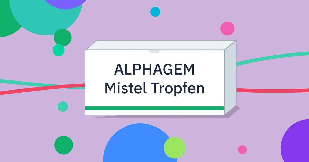 Symbolbild: Packung mit der Aufschrift ALPHAGEM Mistel Tropfen (PZN 20297692) – Verfügbarkeit und Bezug in Apotheken in Frankfurt am Main