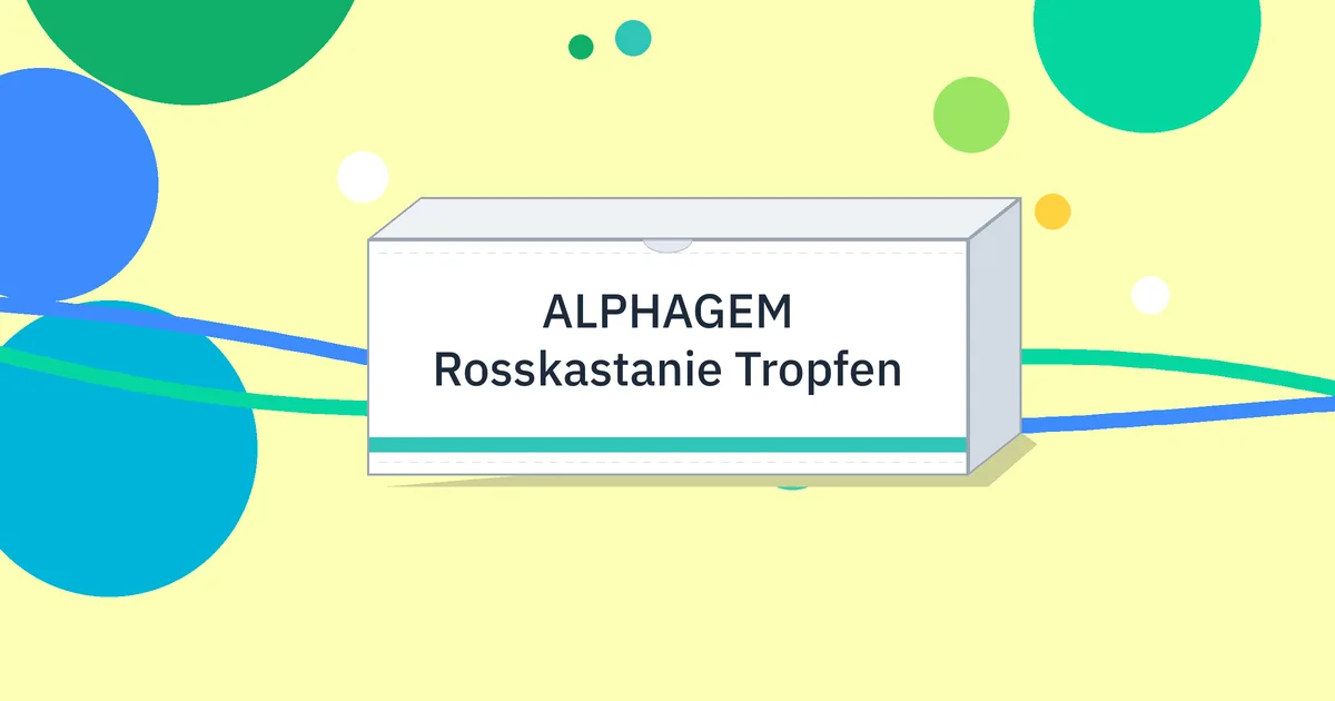 Symbolbild: Packung mit der Aufschrift ALPHAGEM Rosskastanie Tropfen (PZN 20297700) – Verfügbarkeit und Bezug in Apotheken in Frankfurt am Main