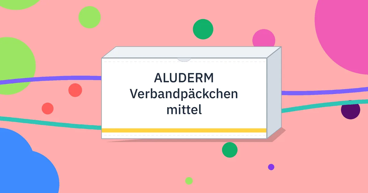 Symbolbild: Packung mit der Aufschrift ALUDERM Verbandpäckchen mittel (PZN 03147519) – Verfügbarkeit und Bezug in Apotheken in Frankfurt am Main