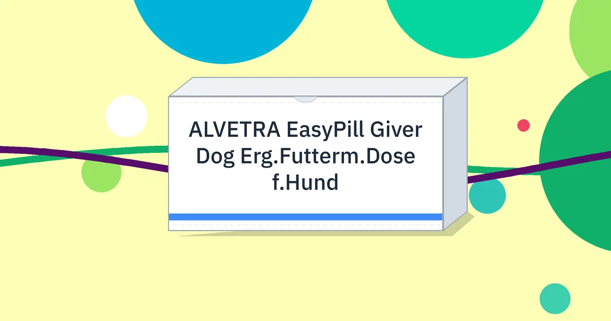 Symbolbild: Packung mit der Aufschrift ALVETRA EasyPill Giver Dog Erg.Futterm.Dose f.Hund (PZN 19444811) – Verfügbarkeit und Bezug in Apotheken in Frankfurt am Main