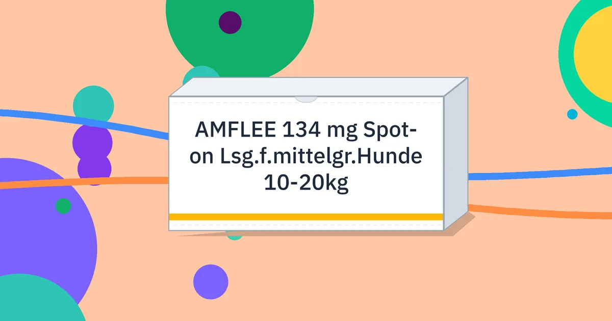 Symbolbild: Packung mit der Aufschrift AMFLEE 134 mg Spot-on Lsg.f.mittelgr.Hunde 10-20kg (PZN 12729255) – Verfügbarkeit und Bezug in Apotheken in Frankfurt am Main