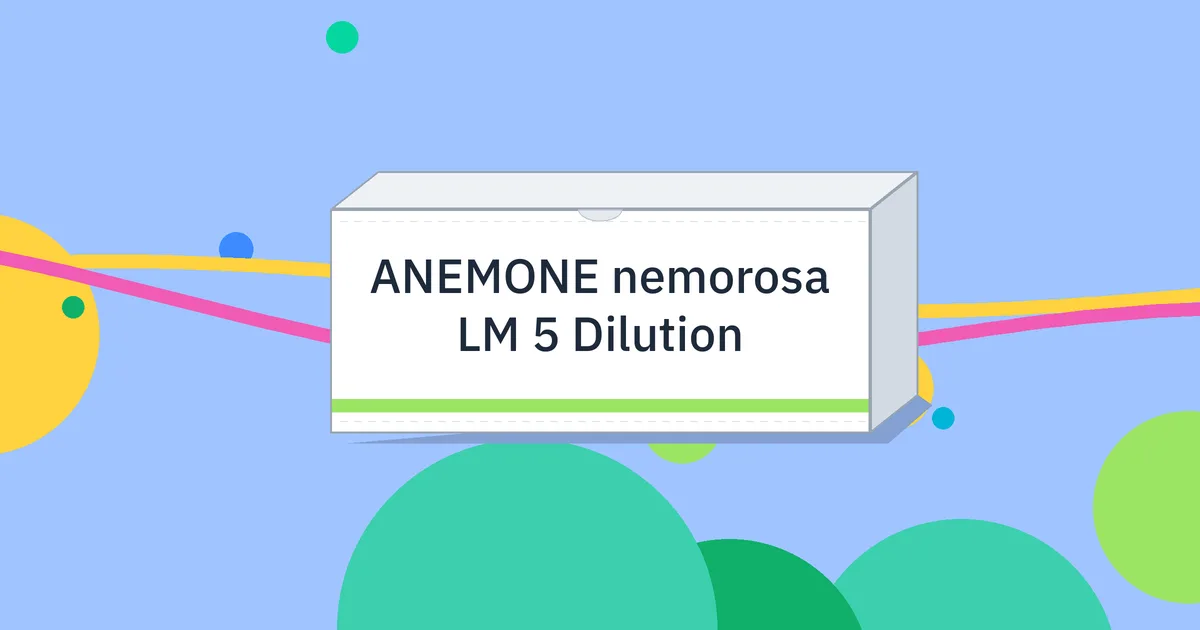 Symbolbild: Packung mit der Aufschrift ANEMONE nemorosa LM 5 Dilution (PZN 13366487) – Verfügbarkeit und Bezug in Apotheken in Frankfurt am Main