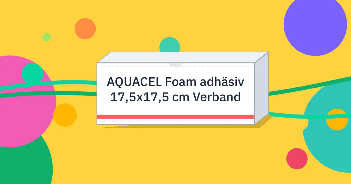 Symbolbild: Packung mit der Aufschrift AQUACEL Foam adhäsiv 17,5x17,5 cm Verband (PZN 19963066) – Verfügbarkeit und Bezug in Apotheken in Frankfurt am Main