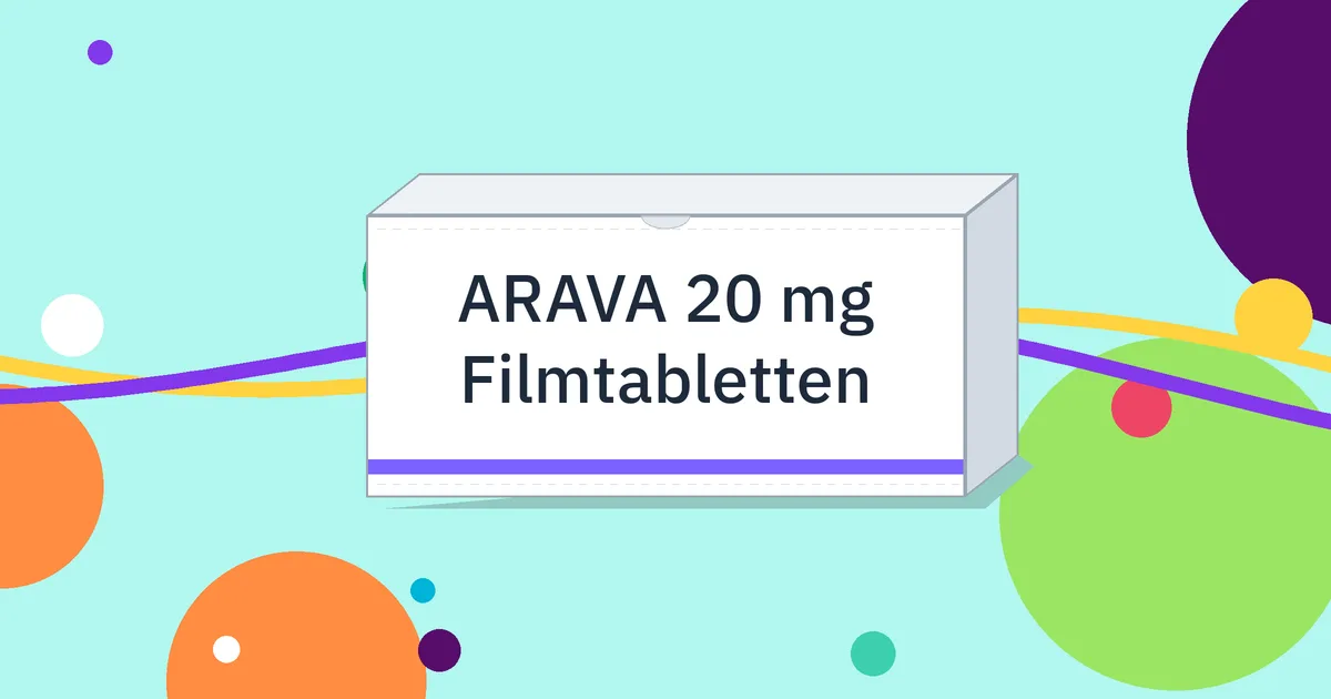 Symbolbild: Packung mit der Aufschrift ARAVA 20 mg Filmtabletten (PZN 04001054) – Verfügbarkeit und Bezug in Apotheken in Frankfurt am Main