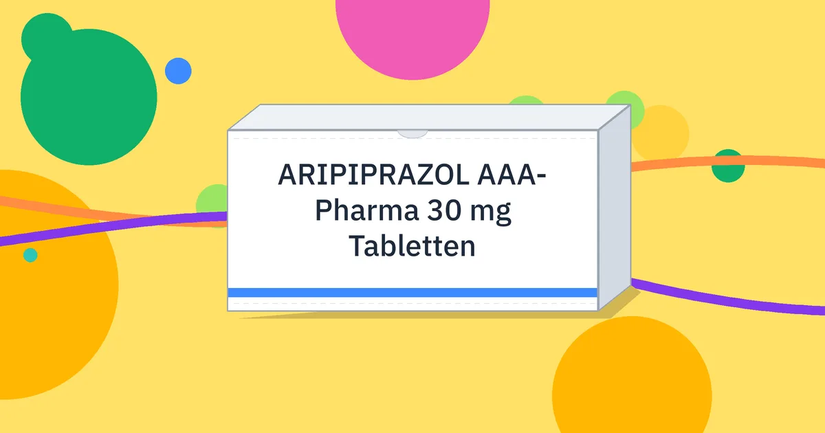 Symbolbild: Packung mit der Aufschrift ARIPIPRAZOL AAA-Pharma 30 mg Tabletten (PZN 18300263) – Verfügbarkeit und Bezug in Apotheken in Frankfurt am Main