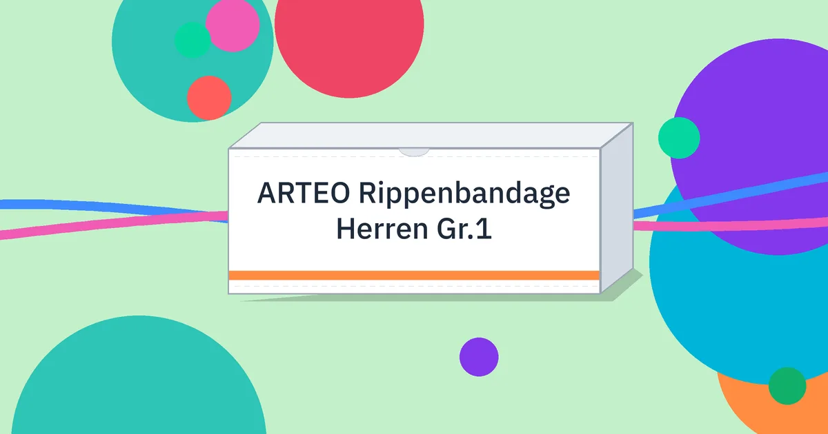 Symbolbild: Packung mit der Aufschrift ARTEO Rippenbandage Herren Gr.1 (PZN 12494929) – Verfügbarkeit und Bezug in Apotheken in Frankfurt am Main