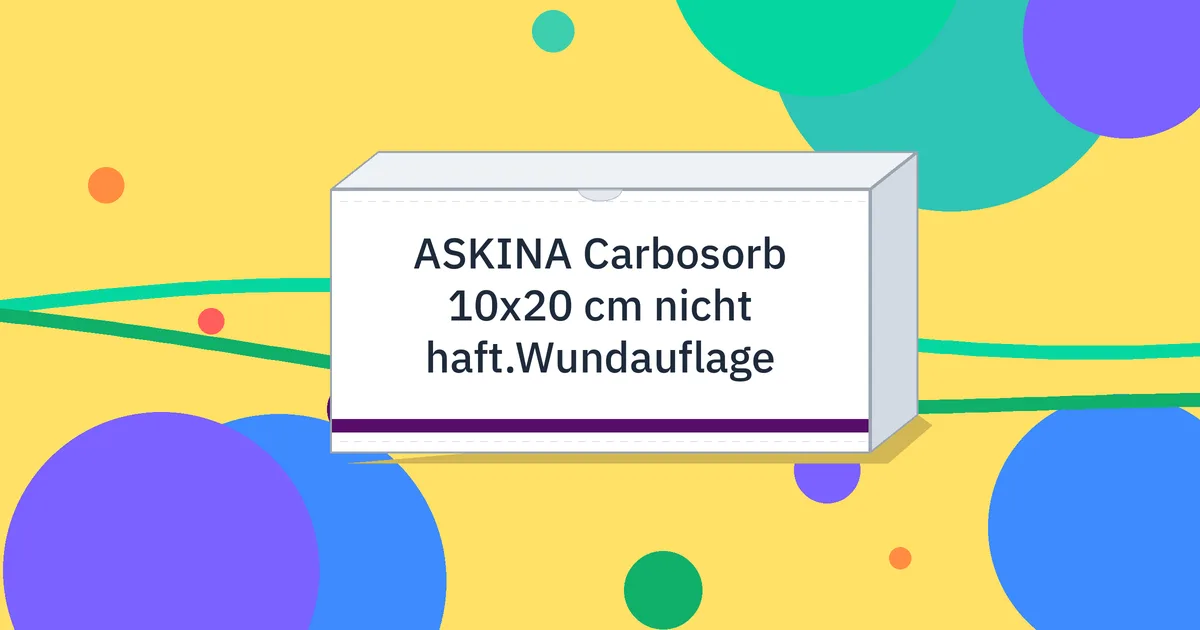 Symbolbild: Packung mit der Aufschrift ASKINA Carbosorb 10x20 cm nicht haft.Wundauflage (PZN 18208675) – Verfügbarkeit und Bezug in Apotheken in Frankfurt am Main