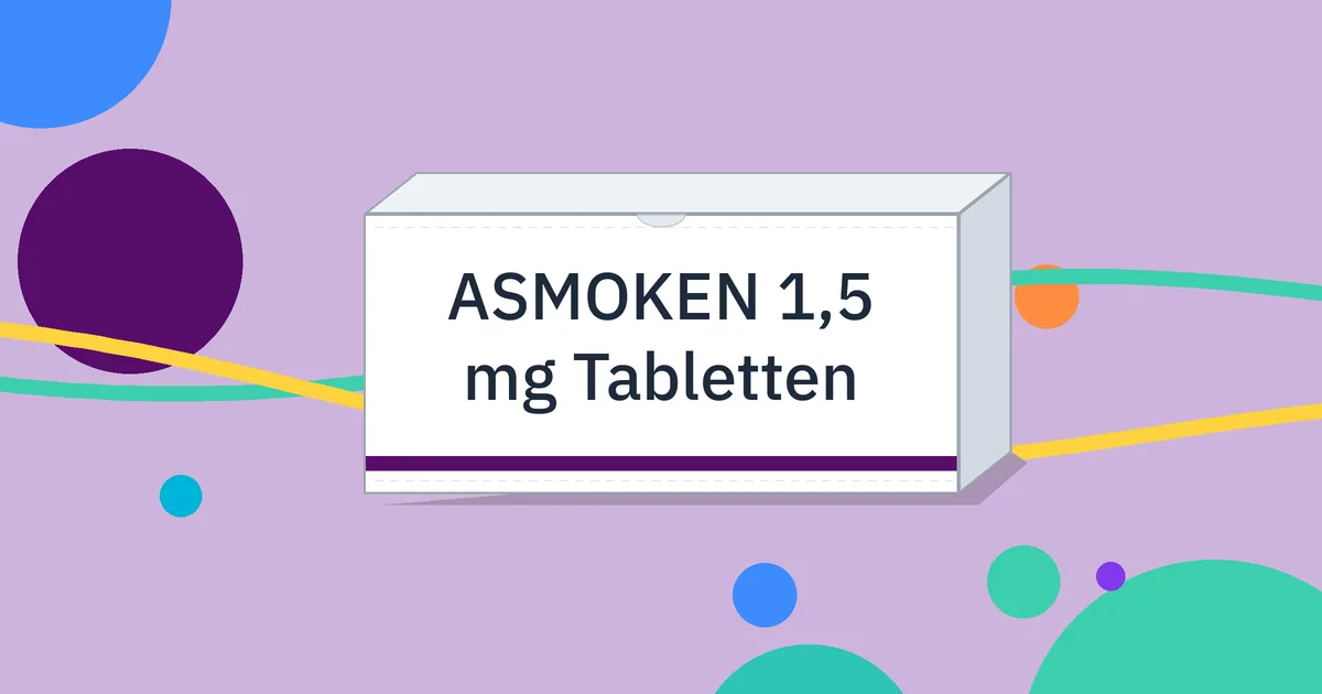 Symbolbild: Packung mit der Aufschrift ASMOKEN 1,5 mg Tabletten (PZN 16954747) – Verfügbarkeit und Bezug in Apotheken in Frankfurt am Main