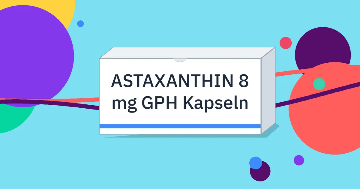 Symbolbild: Packung mit der Aufschrift ASTAXANTHIN 8 mg GPH Kapseln (PZN 16514735) – Verfügbarkeit und Bezug in Apotheken in Frankfurt am Main